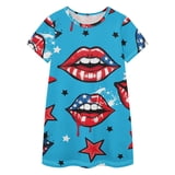 BZSMCE Short Sleeve dress Dress Casual Cotton Dresses-National Flag ...