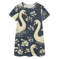 BZSMCE Short Sleeve dress Dress Casual Cotton Dresses-Navy Swan Floral ...