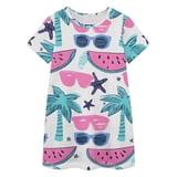 BZSMCE Short Sleeve dress Dress Casual Cotton Dresses-Palm Sunglasses ...