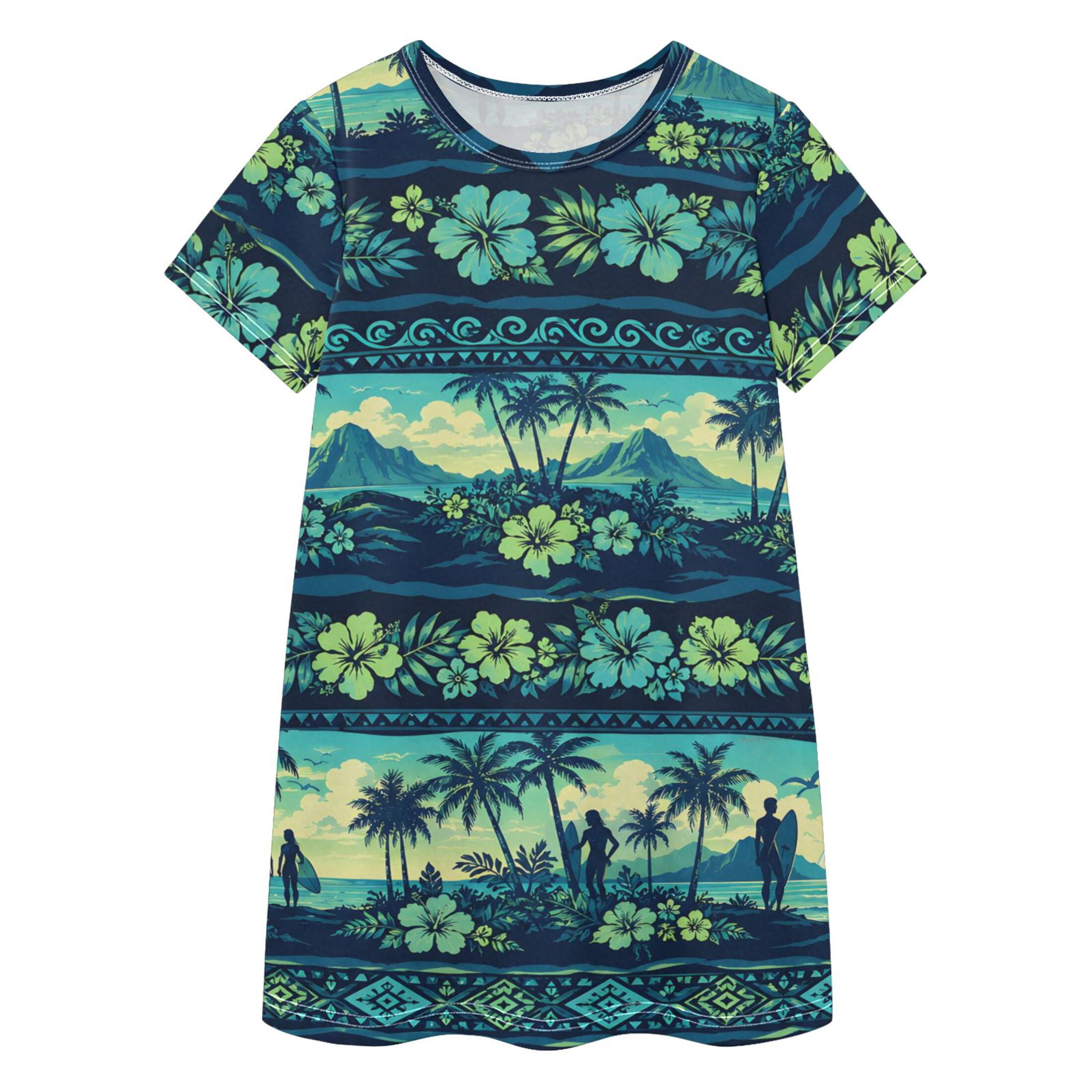 BZSMCE Short Sleeve dress Dress Casual Cotton Dresses-Palm Trees ...