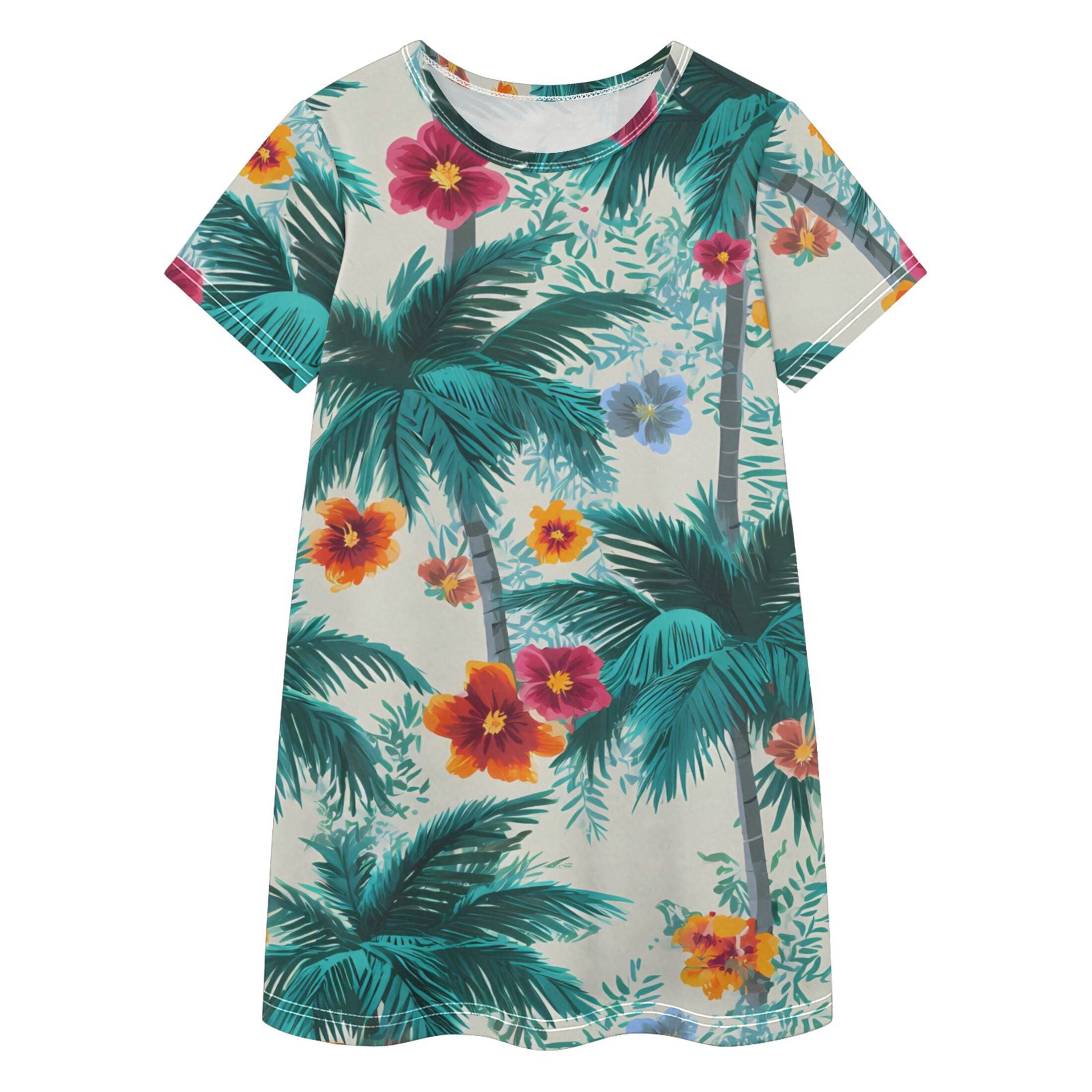 BZSMCE Short Sleeve dress Dress Casual Cotton Dresses-Palm Trees ...