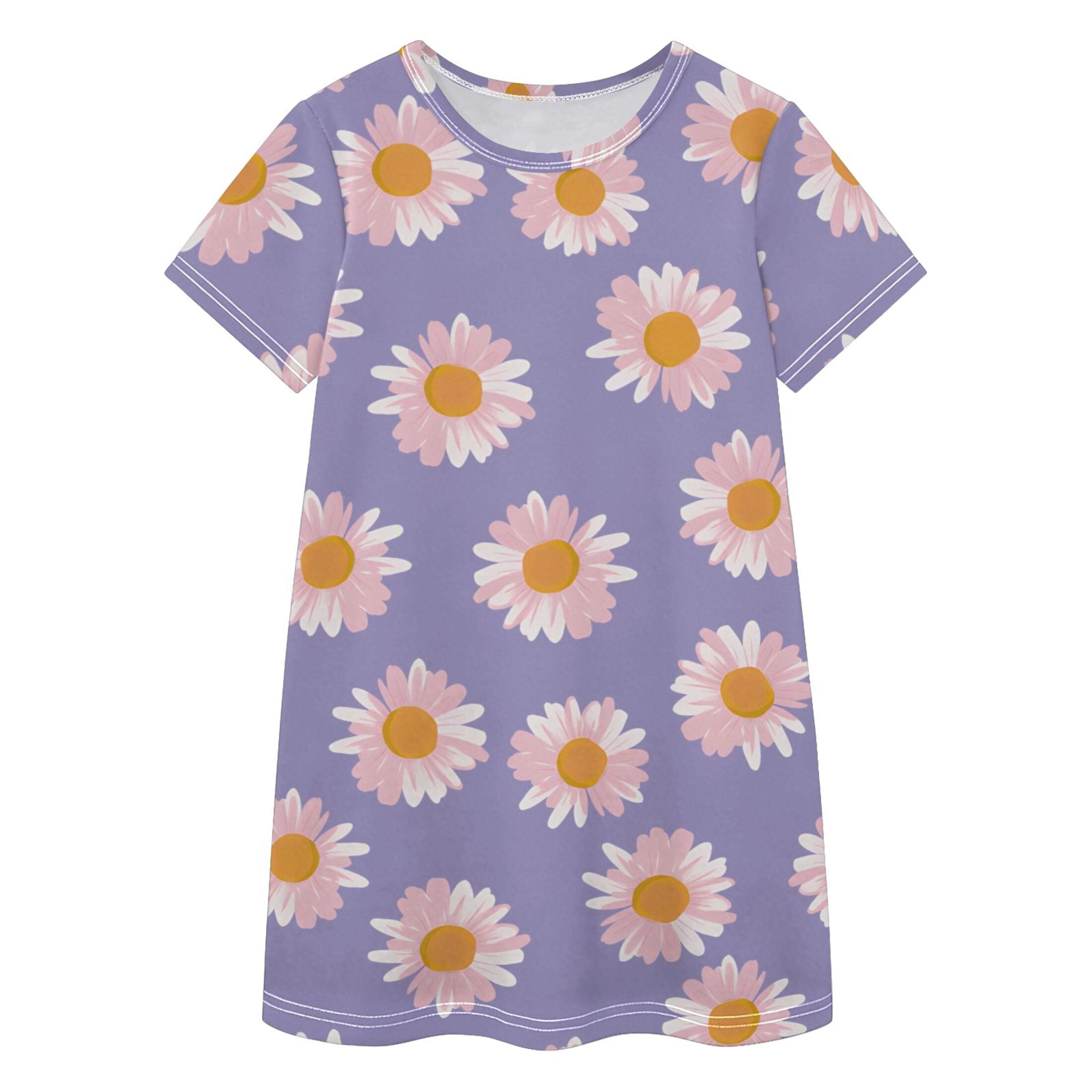 BZSMCE Short Sleeve dress Dress Casual Cotton Dresses-Pastel Purple ...