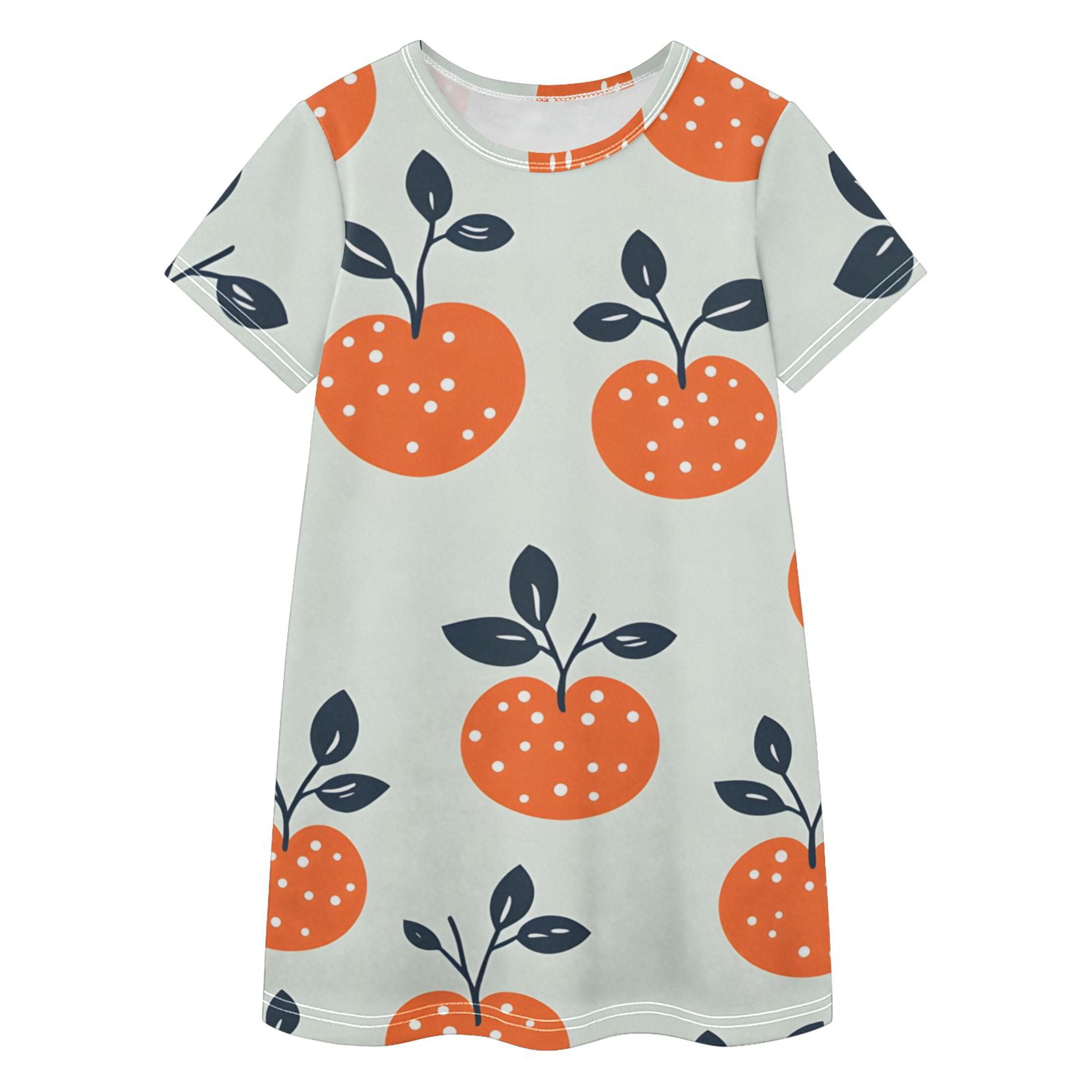 BZSMCE Short Sleeve dress Dress Casual Cotton Dresses-Pattern Orange ...