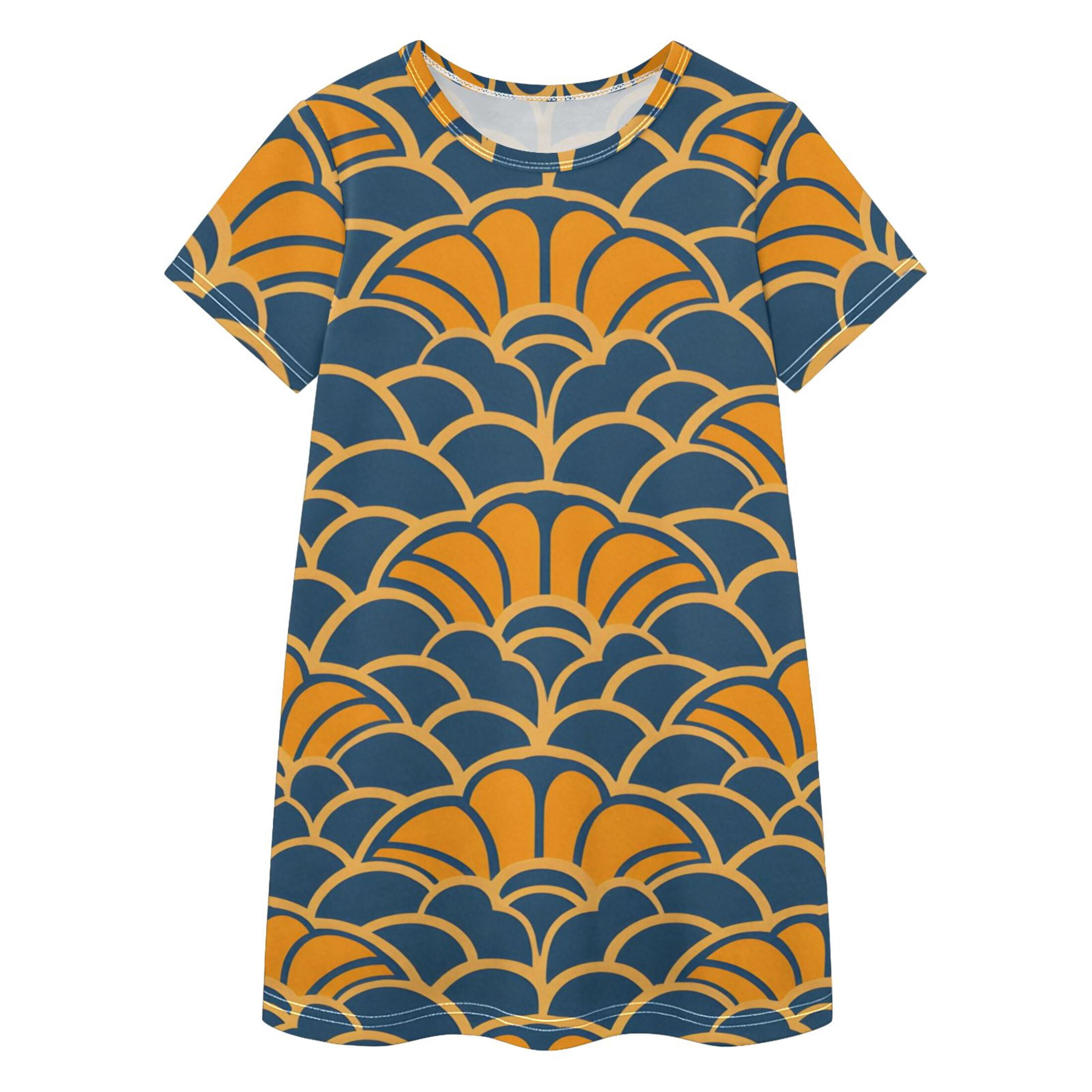 BZSMCE Short Sleeve dress Dress Casual Cotton Dresses-Pattern Ripple ...