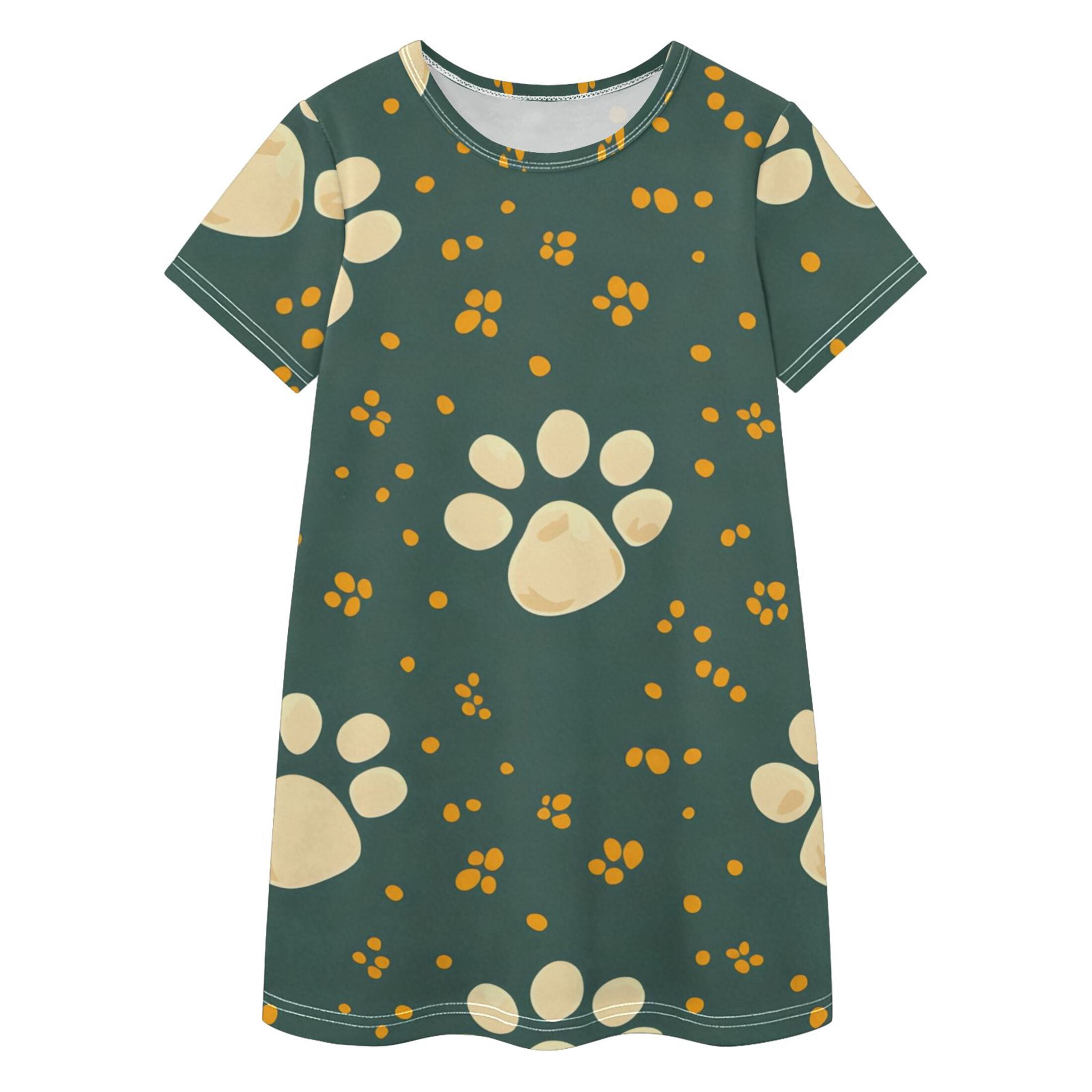 BZSMCE Short Sleeve dress Dress Casual Cotton Dresses-Paw Print Dot ...