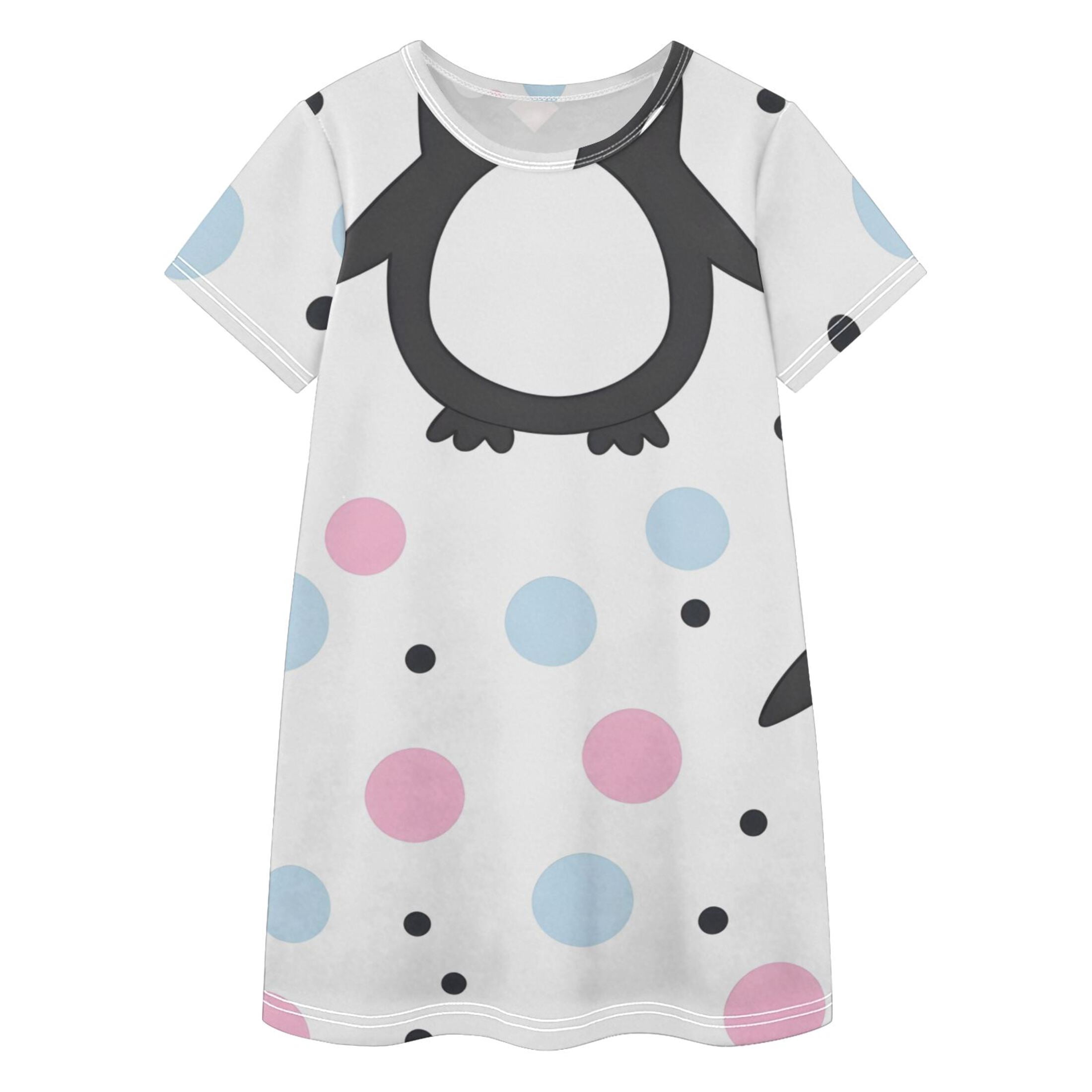 BZSMCE Short Sleeve dress Dress Casual Cotton Dresses-Penguin Color ...