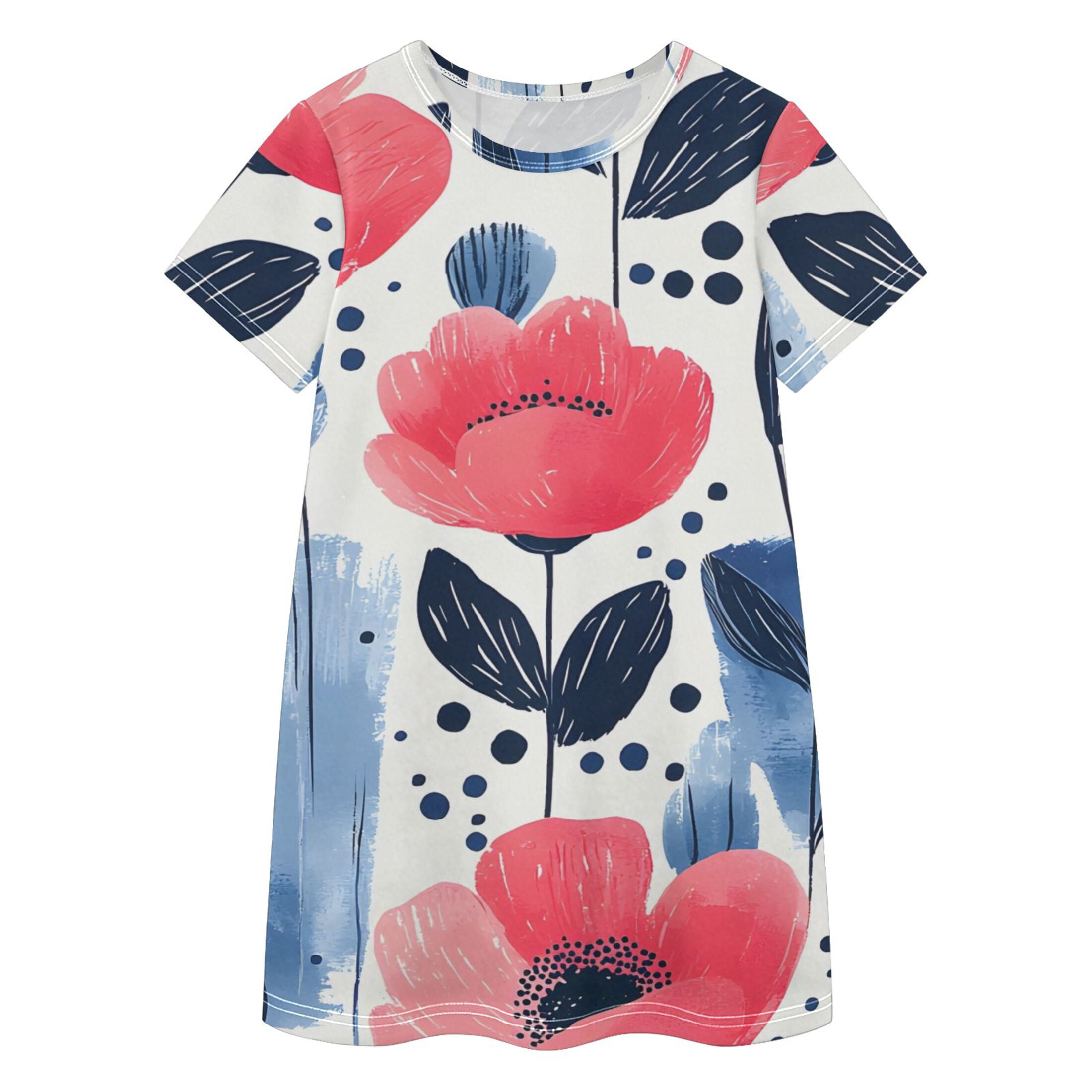 BZSMCE Short Sleeve dress Dress Casual Cotton Dresses-Pink Blue ...