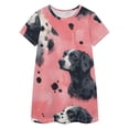 BZSMCE Short Sleeve dress Dress Casual Cotton Dresses-Pink Dog Splash ...