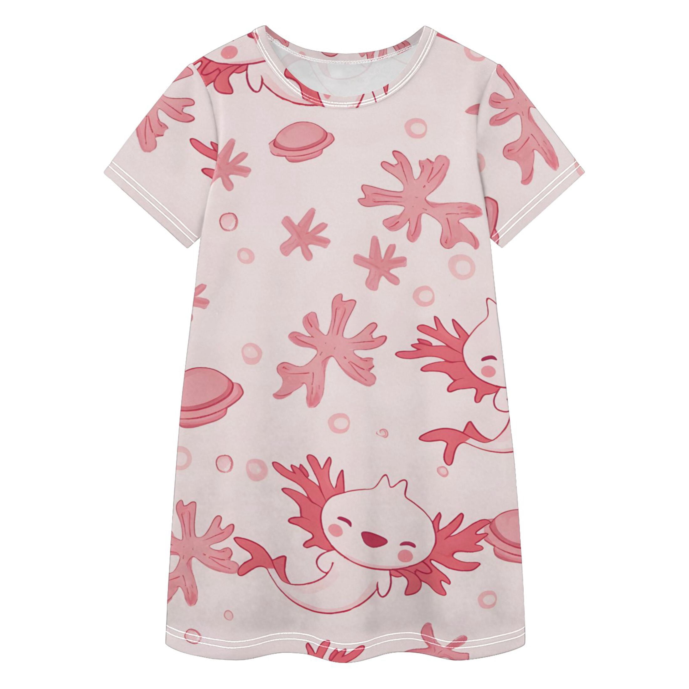 BZSMCE Short Sleeve dress Dress Casual Cotton Dresses-Pink Salamander ...
