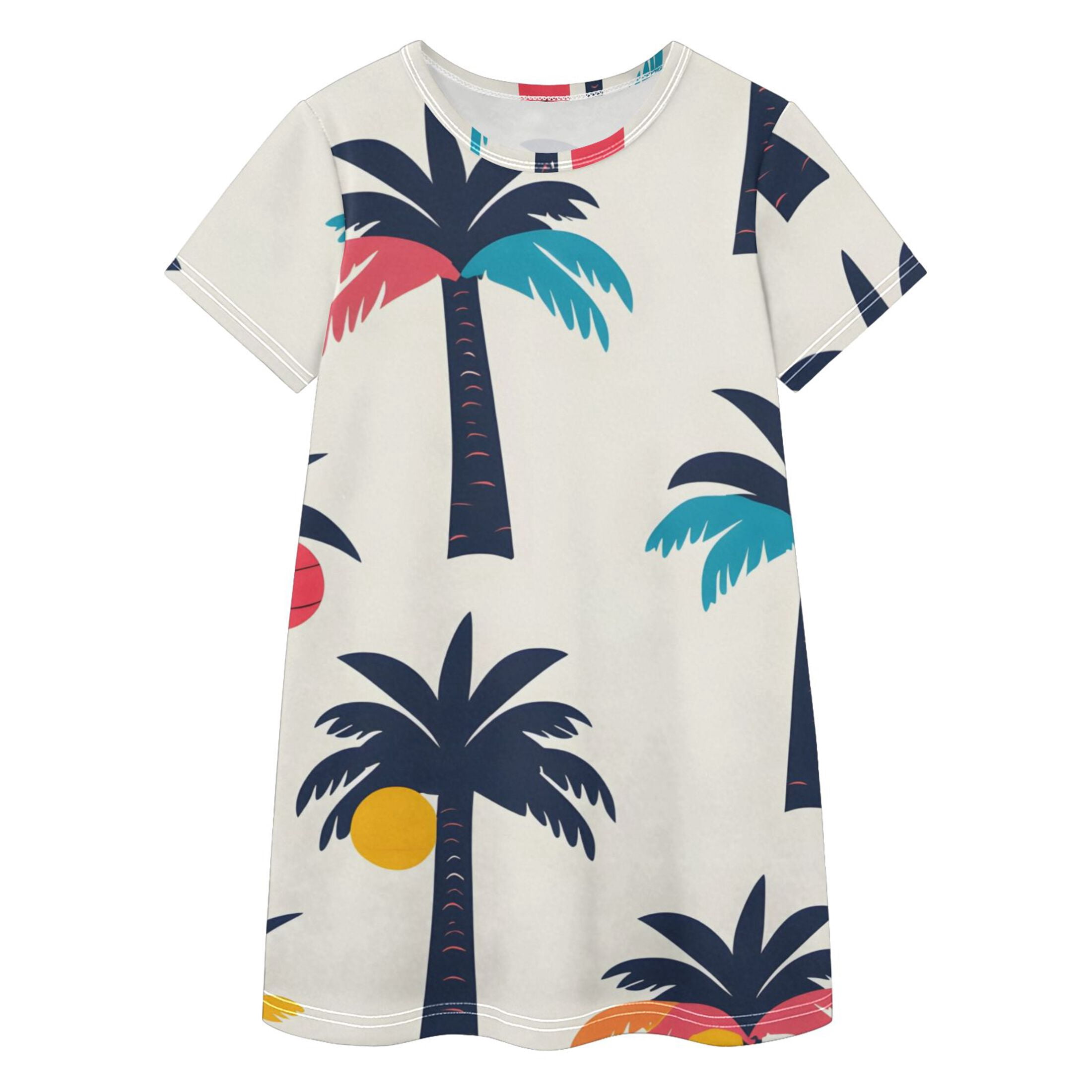 BZSMCE Short Sleeve dress Dress Casual Cotton Dresses-Plant Tree Tile ...
