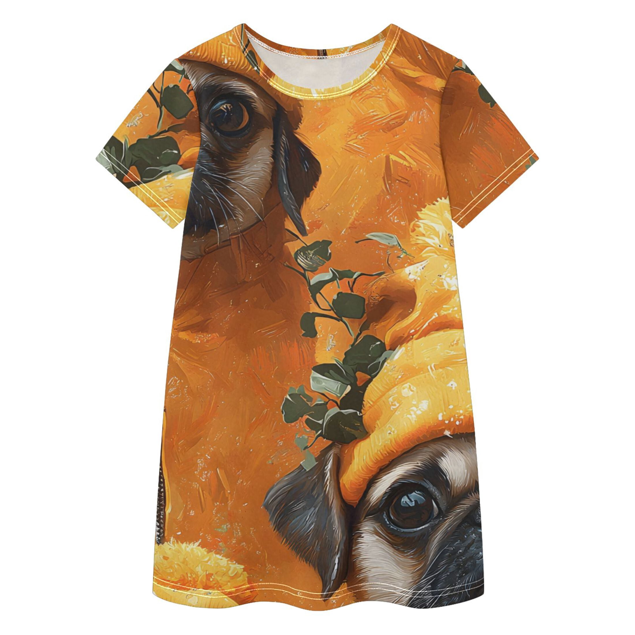 BZSMCE Short Sleeve dress Dress Casual Cotton Dresses-Pug Winter Outfit ...