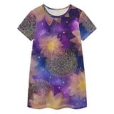 BZSMCE Short Sleeve dress Dress Casual Cotton Dresses-Purple Yellow ...