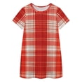 BZSMCE Short Sleeve dress Dress Casual Cotton Dresses-Red Tartan ...