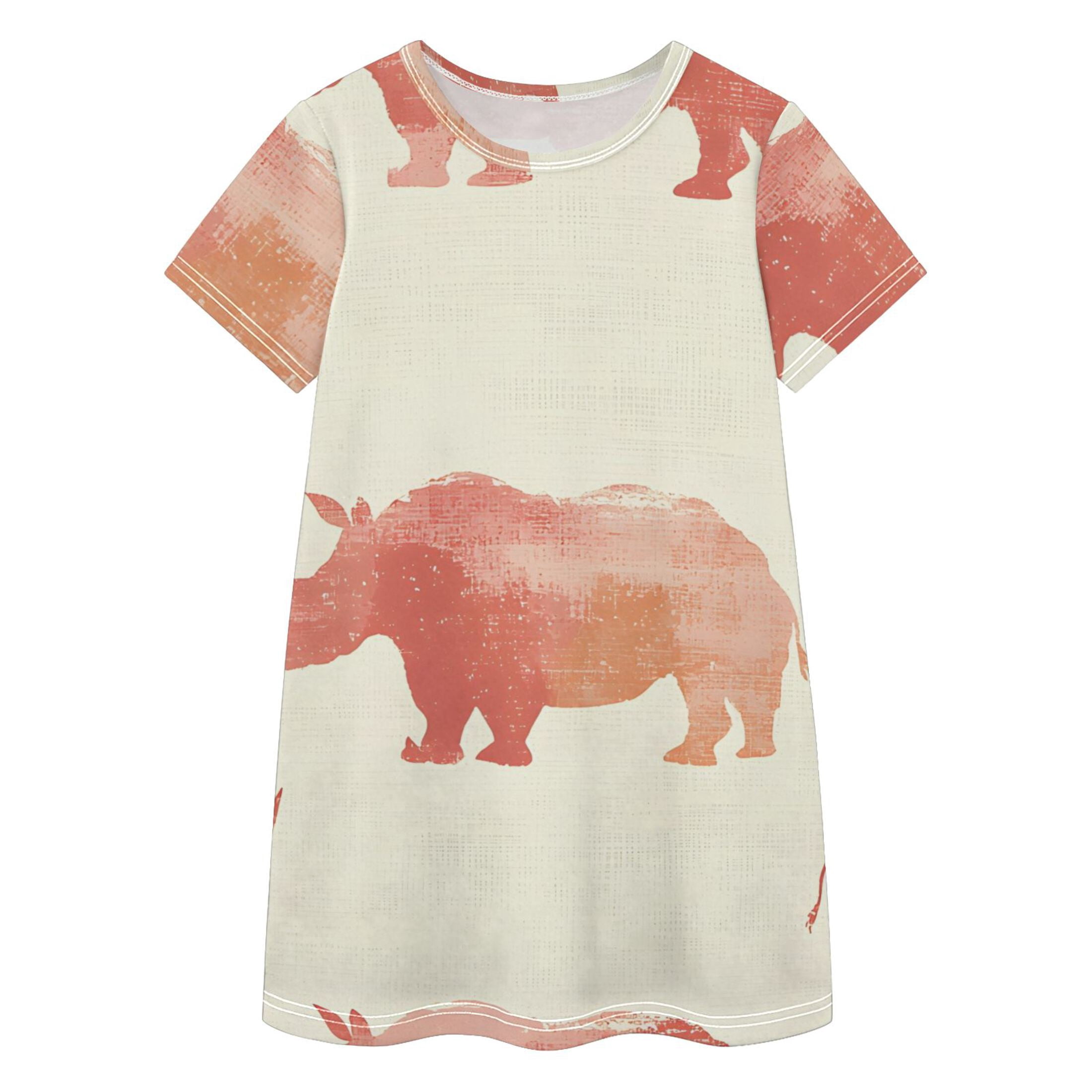 BZSMCE Short Sleeve dress Dress Casual Cotton Dresses-Rhino Silhouette ...