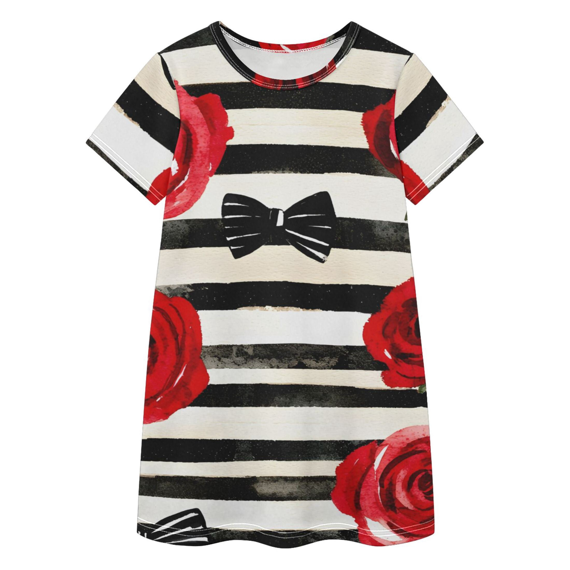 BZSMCE Short Sleeve dress Dress Casual Cotton Dresses-Rose Color Red ...