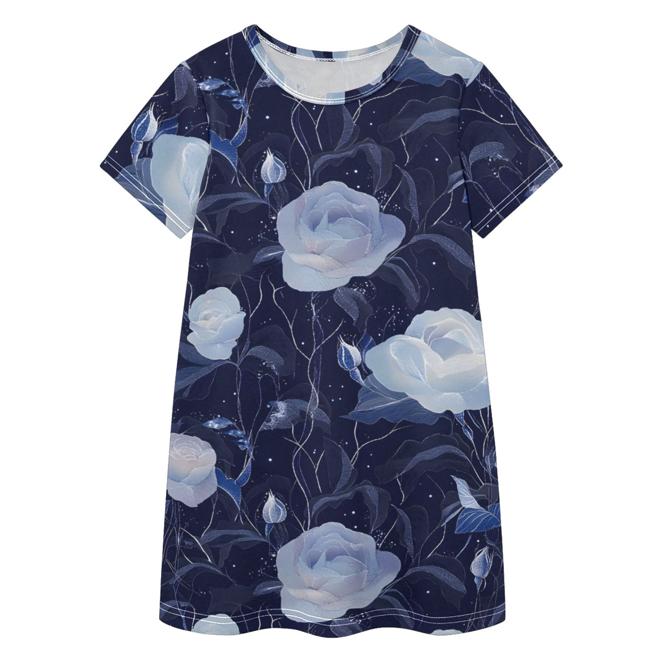 BZSMCE Short Sleeve dress Dress Casual Cotton Dresses-Rose Silver ...