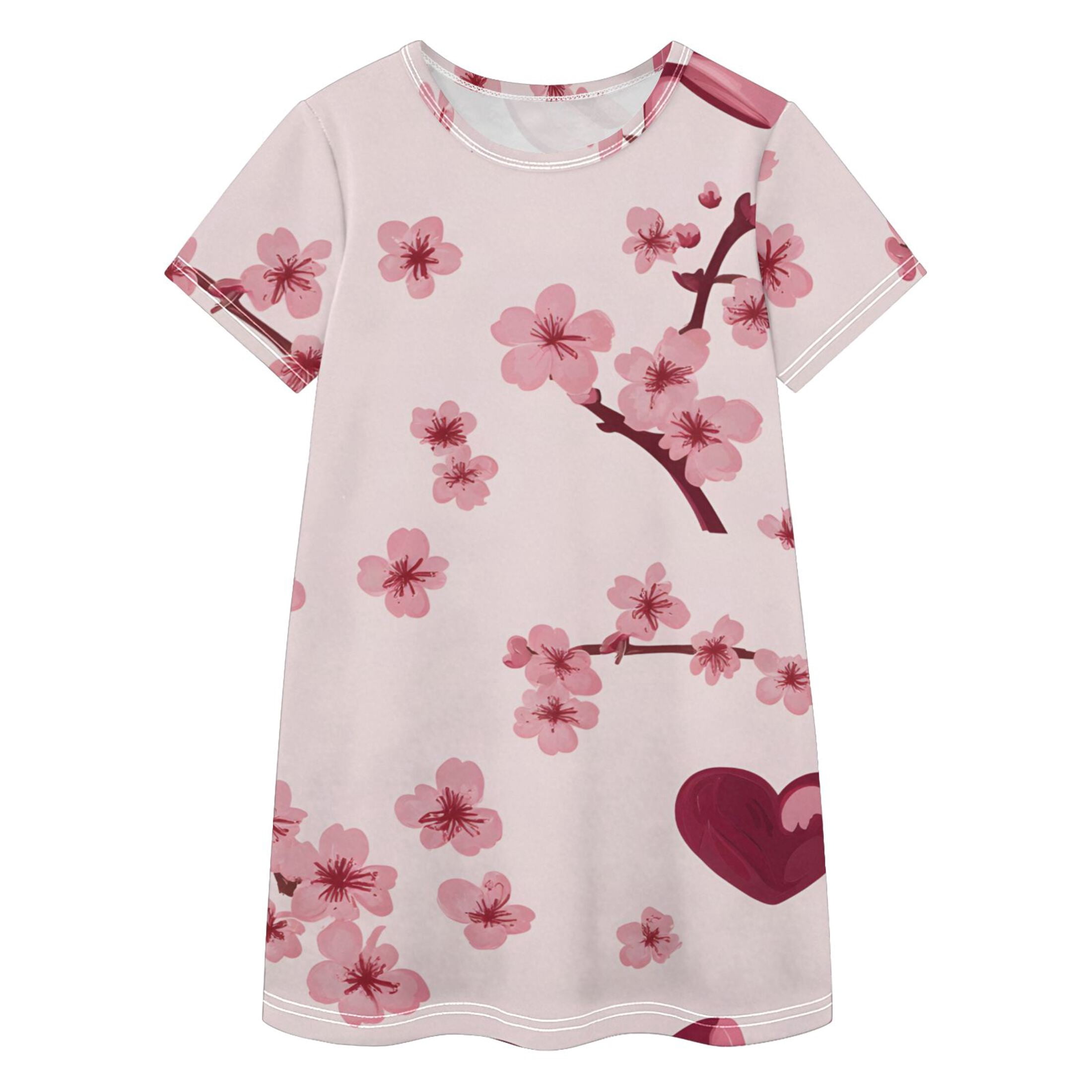 BZSMCE Short Sleeve dress Dress Casual Cotton Dresses-Simple Cherry Bow ...