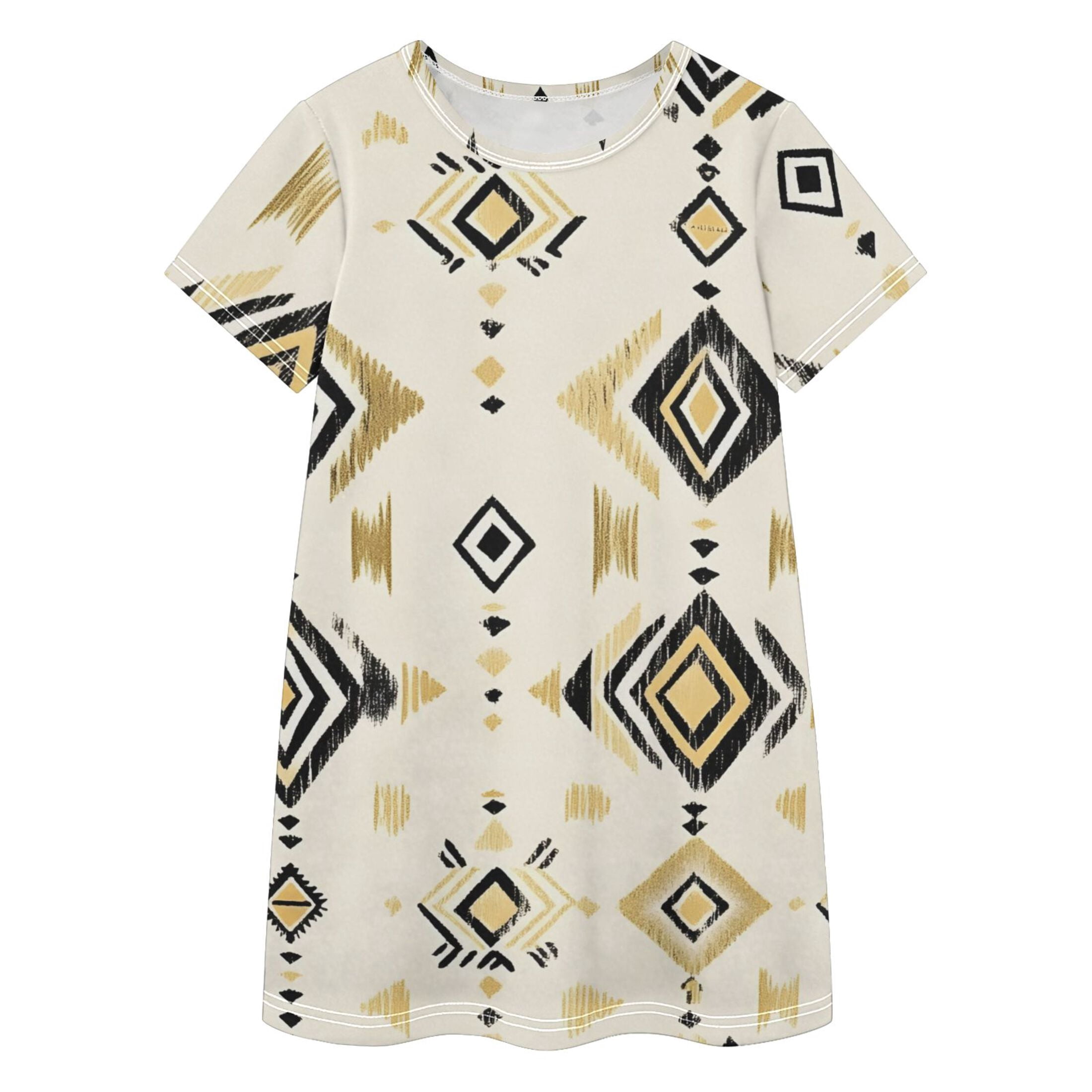 BZSMCE Short Sleeve dress Dress Casual Cotton Dresses-Simple Geometric ...