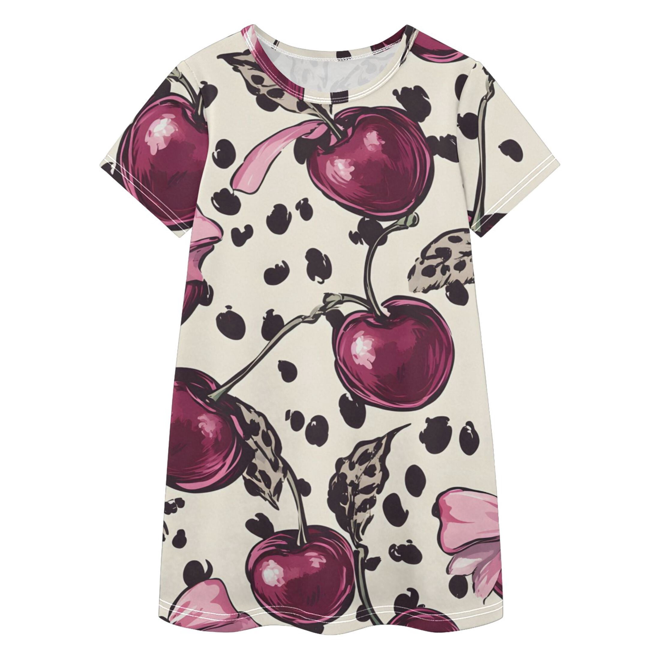 BZSMCE Short Sleeve dress Dress Casual Cotton Dresses-Spotted Leopard ...