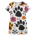 BZSMCE Short Sleeve dress Dress Casual Cotton Dresses-Tile Paw Print ...