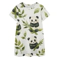 BZSMCE Short Sleeve dress Dress Casual Cotton Dresses-Watercolor Panda ...