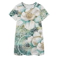 BZSMCE Short Sleeve dress Dress Casual Cotton Dresses-White Flower ...