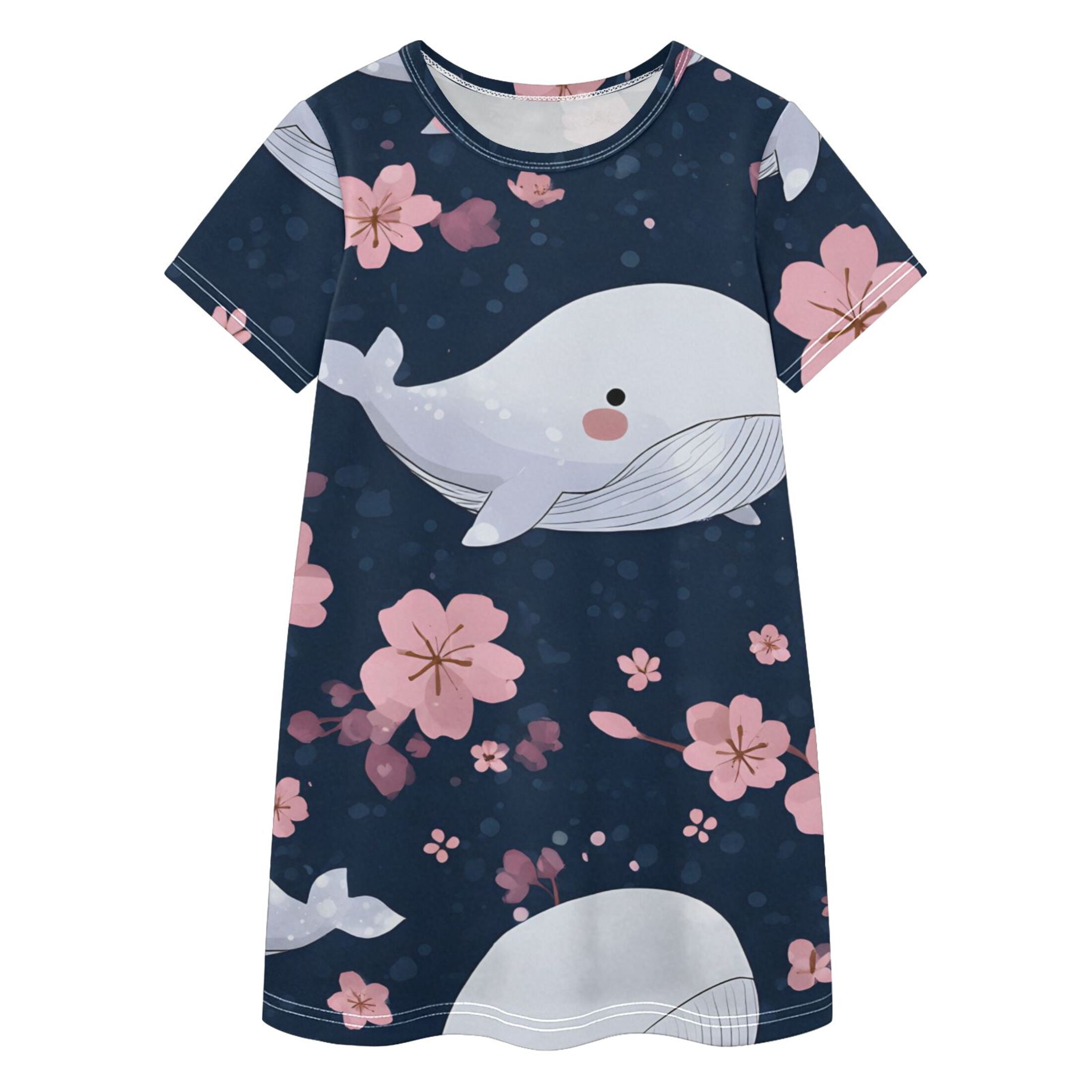 BZSMCE Short Sleeve dress Dress Casual Cotton Dresses-White Whale ...