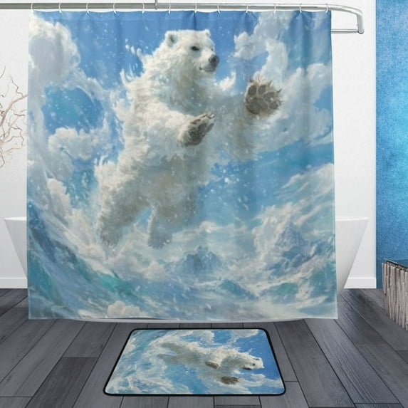 BZSMCE Shower Curtain and Bath Accessory Set,Leap Polar Bear Pattern ...