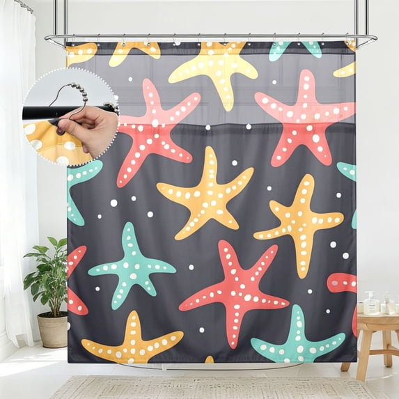 BZSMCE Small Starfish Pattern Pattern Bathroom Shower Curtain Set with ...