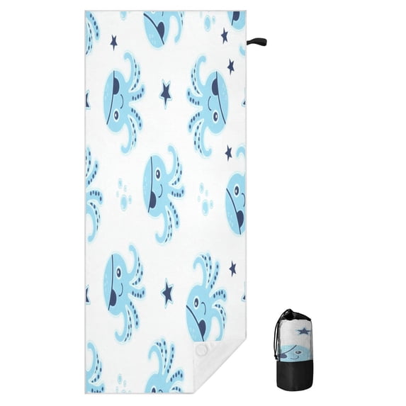 BZSMCE Soft Blue Octopus For Beach Towel with Wind-Resistant Magnetic ...