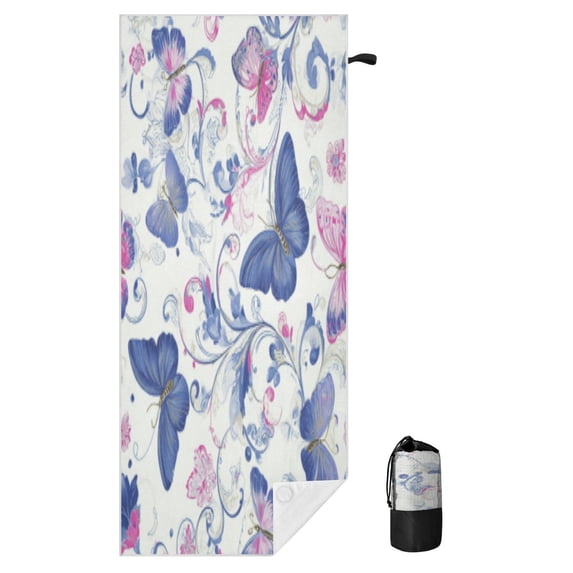 BZSMCE Soft Butterfly Floral Fantasy For Beach Towel with Wind ...