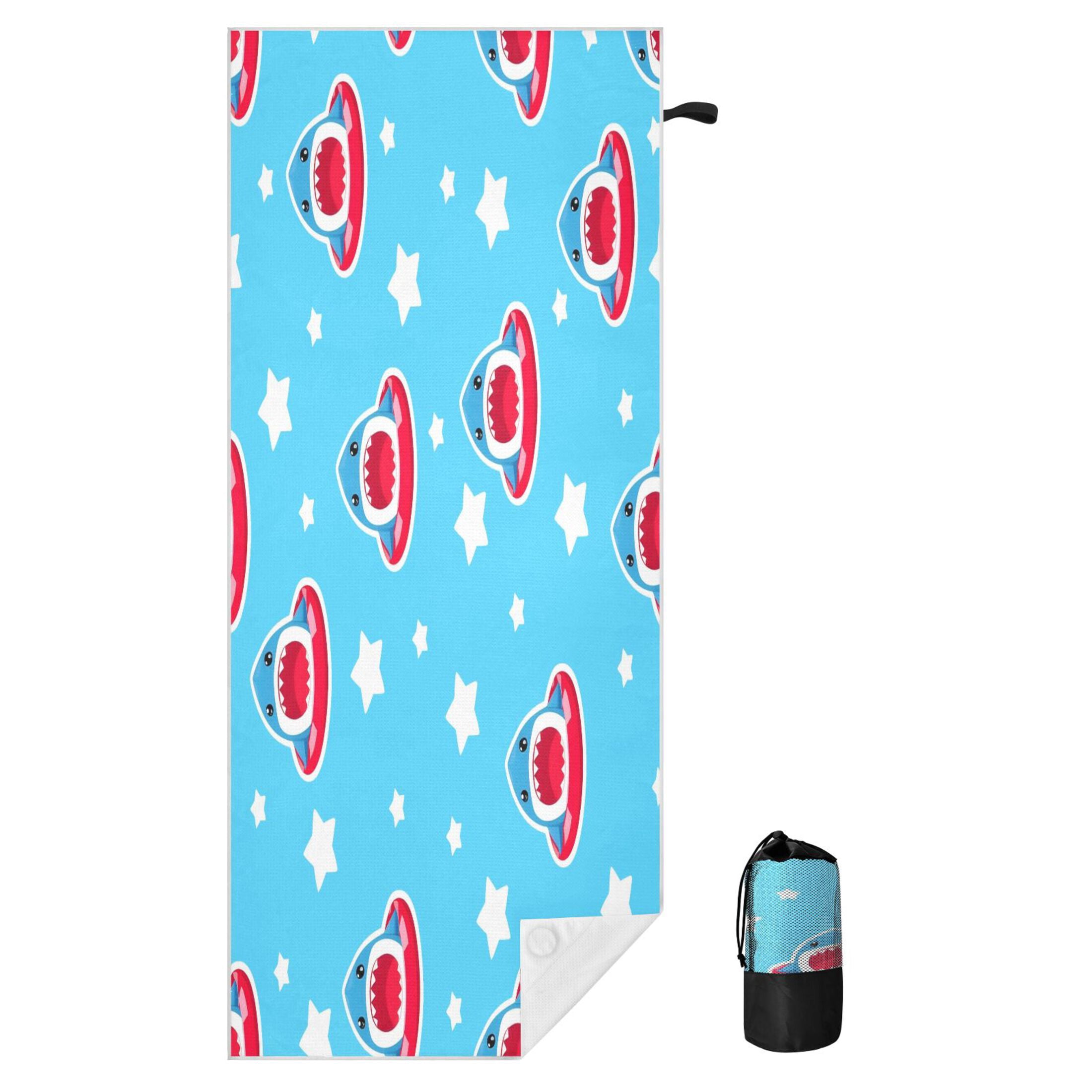 BZSMCE Soft Cartoon Shark Star Pattern For Beach Towel with Wind ...