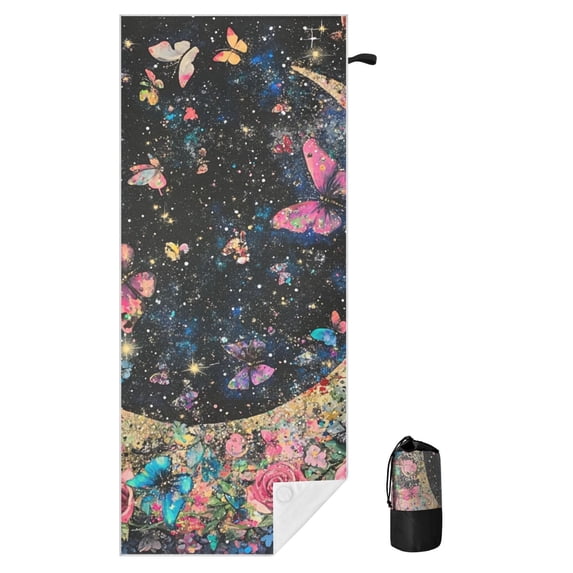 BZSMCE Soft Celestial Butterflies and Roses For Beach Towel with Wind ...