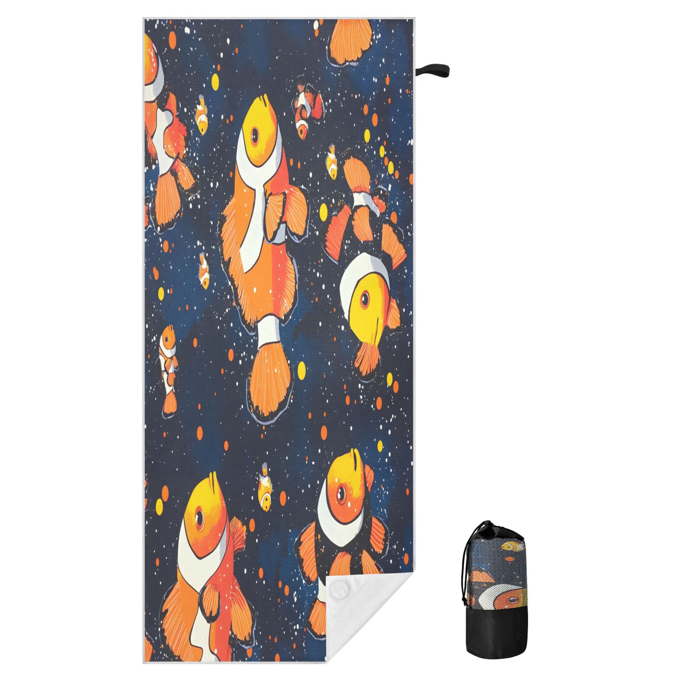 BZSMCE Soft Clownfish Dark Motif For Beach Towel with Wind-Resistant ...