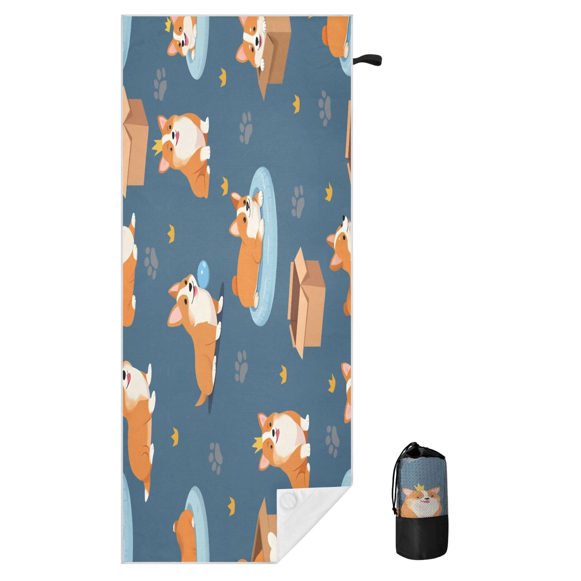 BZSMCE Soft Corgi Footprint Pattern For Beach Towel with Wind-Resistant ...