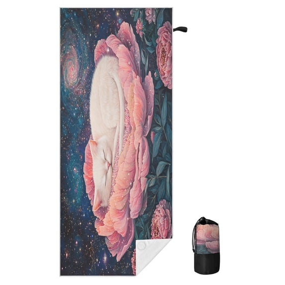BZSMCE Soft Cosmic Cat in Bloom For Beach Towel with Wind-Resistant ...