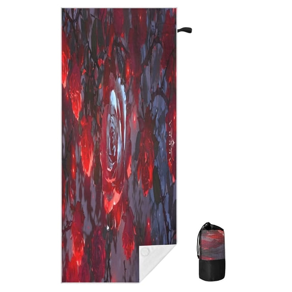 BZSMCE Soft Crimson Dark Roses For Beach Towel with Wind-Resistant ...