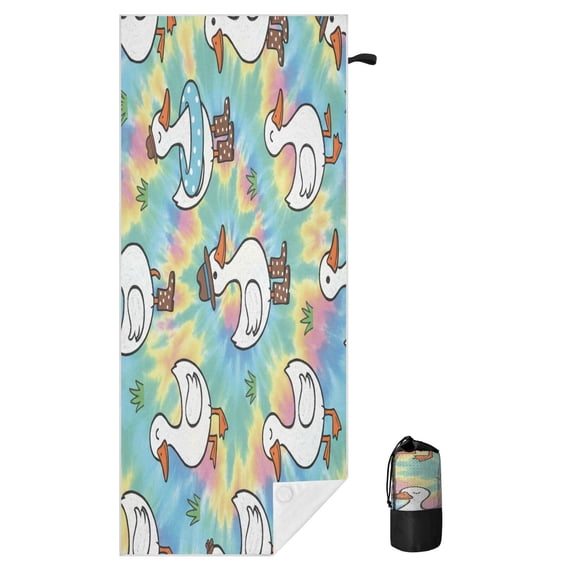 BZSMCE Soft Cute Cartoon Duck on Meadow For Beach Towel with Wind ...