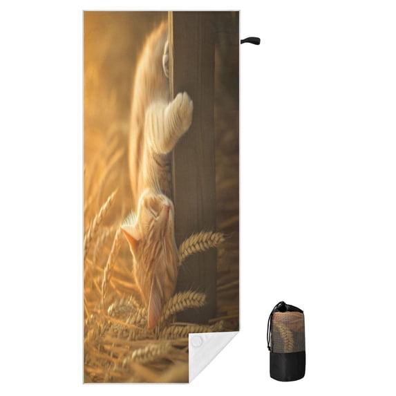 BZSMCE Soft Dreamy Cat in Sunset For Beach Towel with Wind-Resistant ...