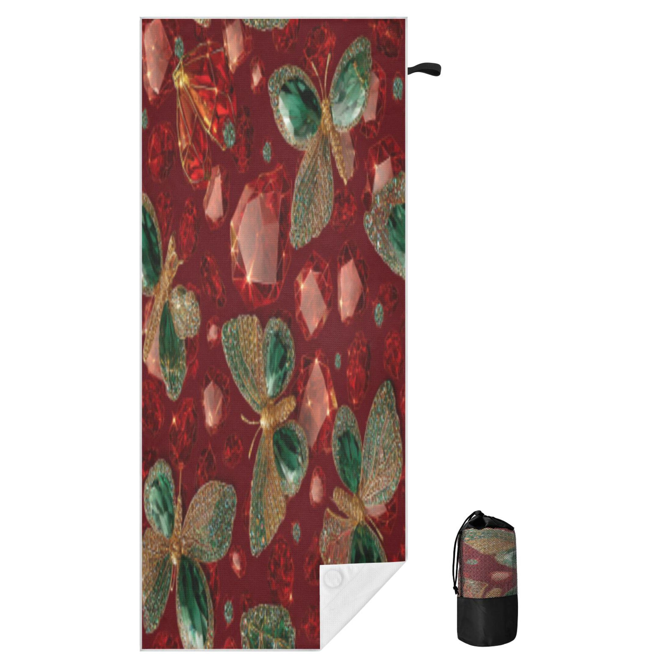 BZSMCE Soft Emerald Butterflies on Ruby For Beach Towel with Wind ...