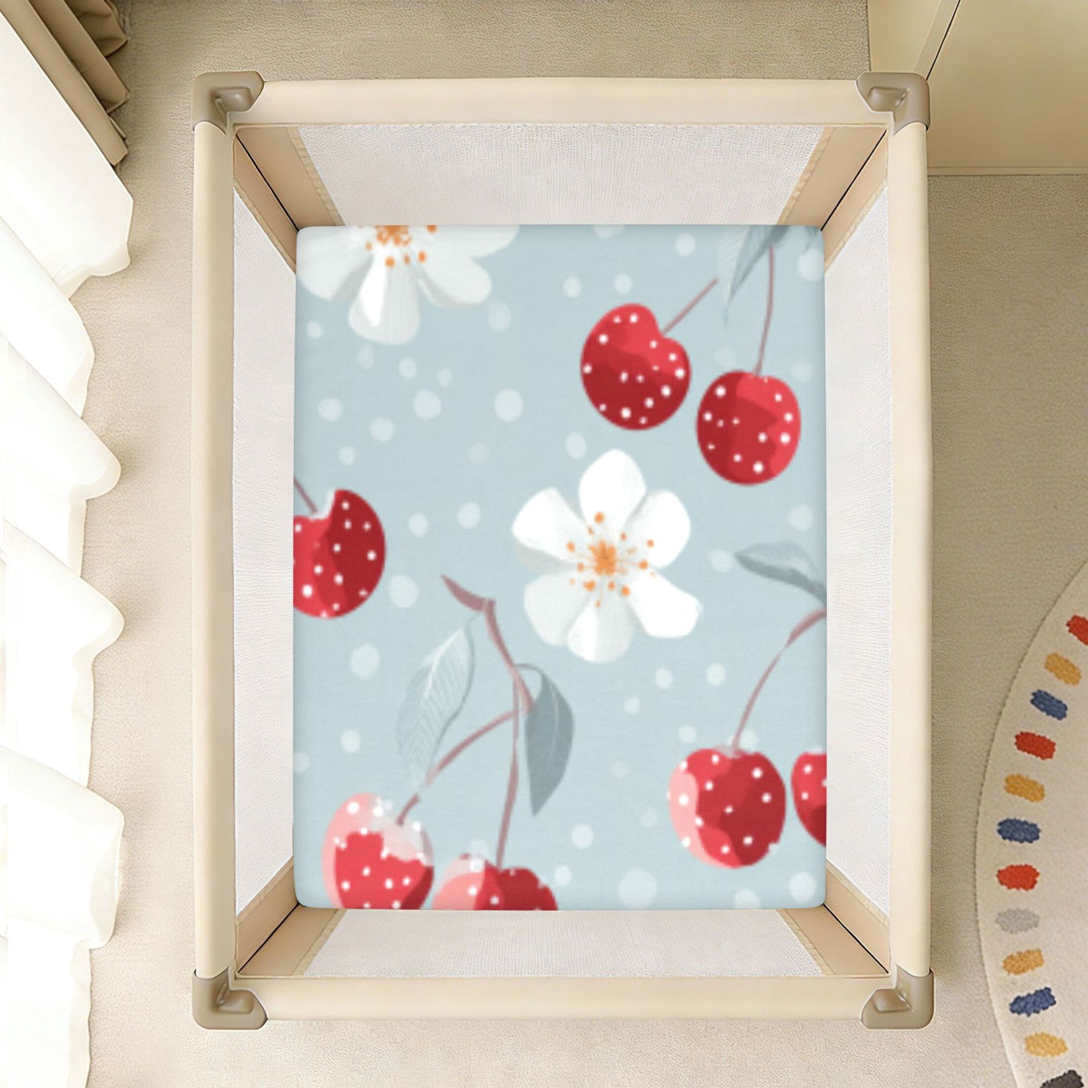 BZSMCE Soft Fitted Cotto Sheets In Berry & Daisy Summer Pattern ...