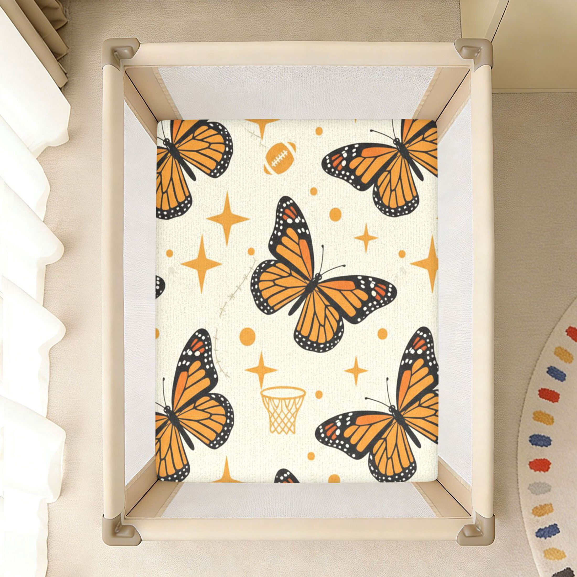 BZSMCE Soft Fitted Cotto Sheets In Brown Monarch Butterflies Pattern ...