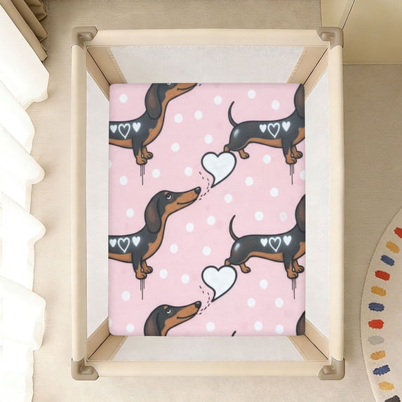 BZSMCE Soft Fitted Cotto Sheets In Dachshund Dogs Hearts Pattern ...
