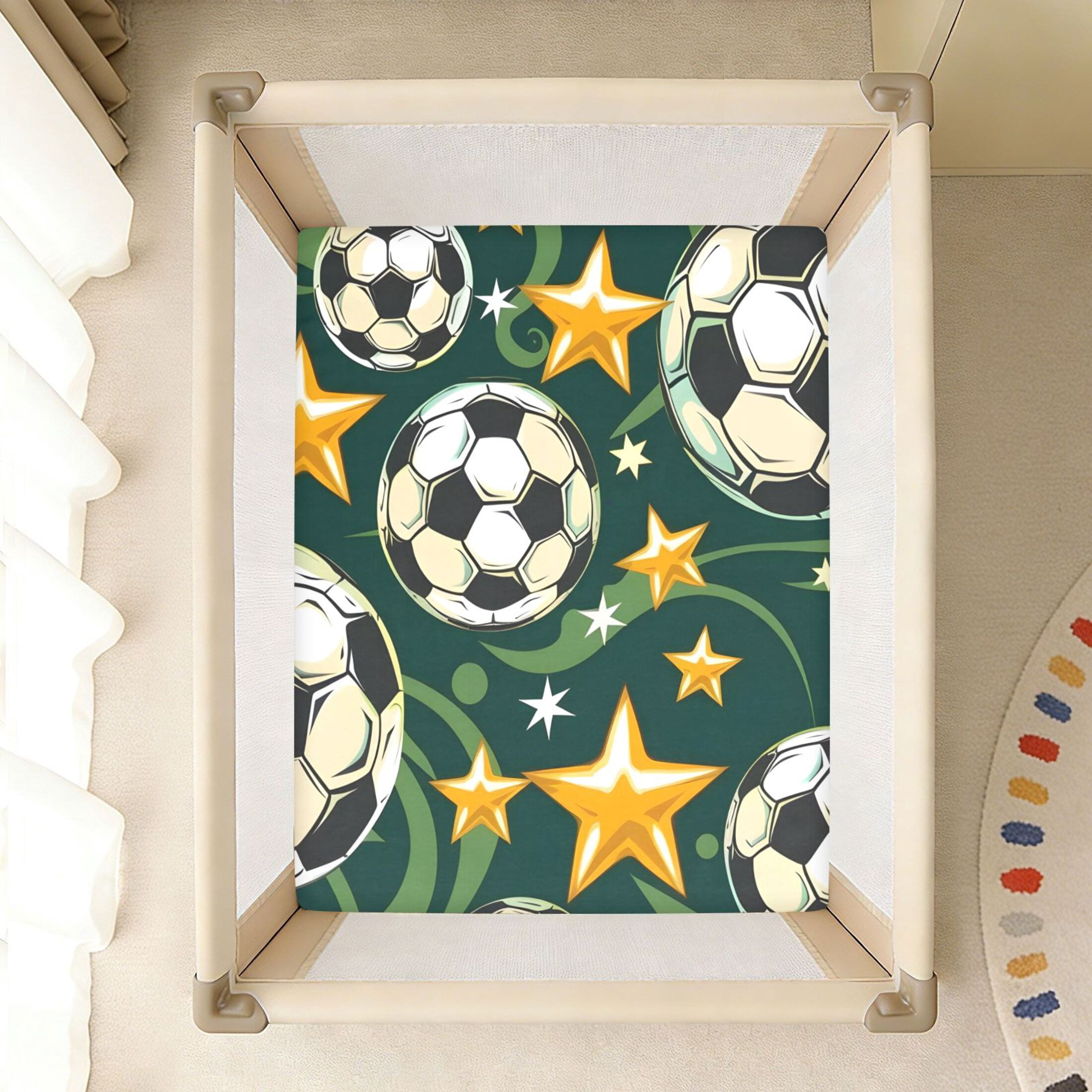 BZSMCE Soft Fitted Cotto Sheets In Football Pentagram Pattern Pattern ...
