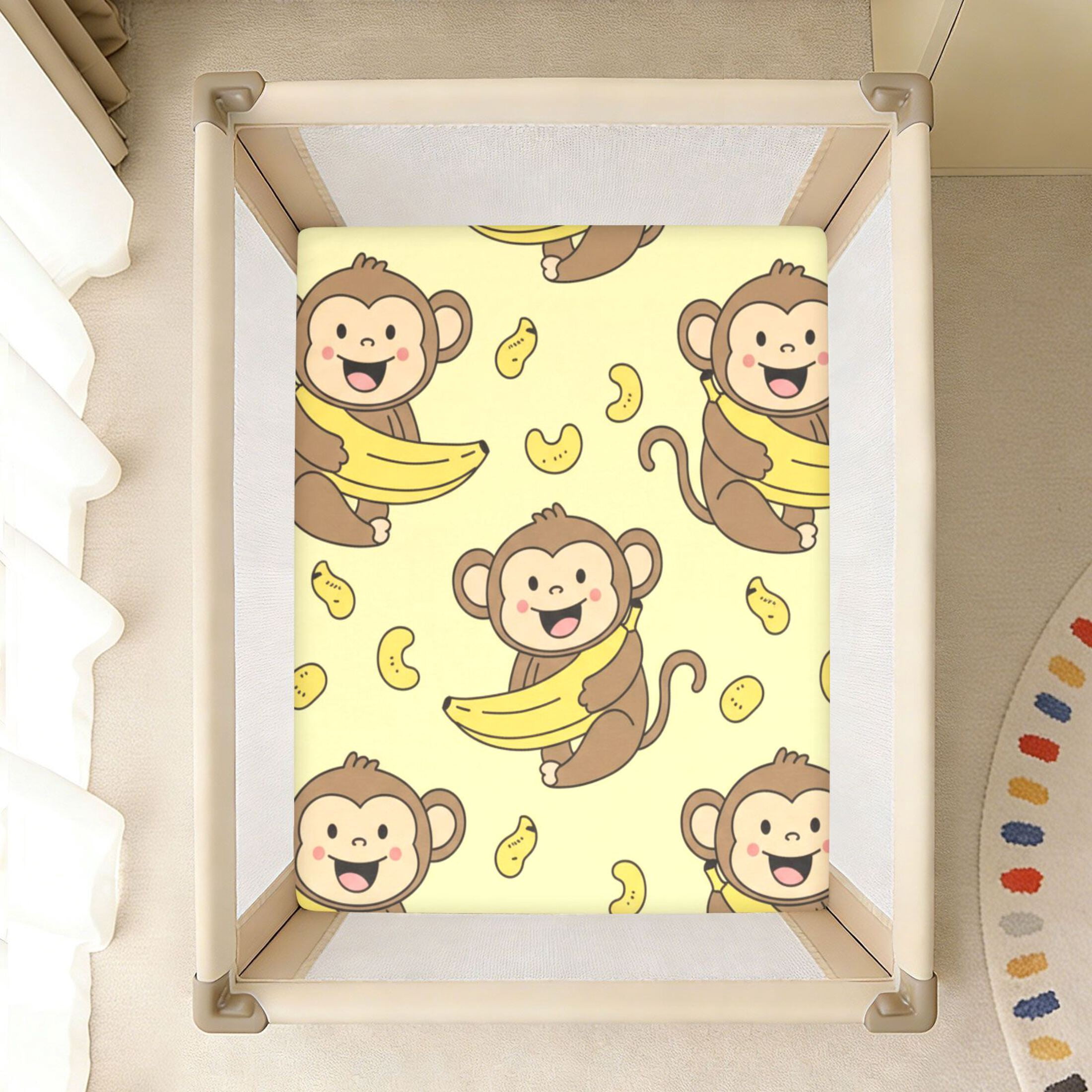BZSMCE Soft Fitted Cotto Sheets In Monkey Bananas Pattern - Walmart.com