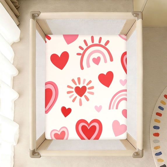 BZSMCE Soft Fitted Cotto Sheets In Red Pink Heart Rainbow Pattern ...