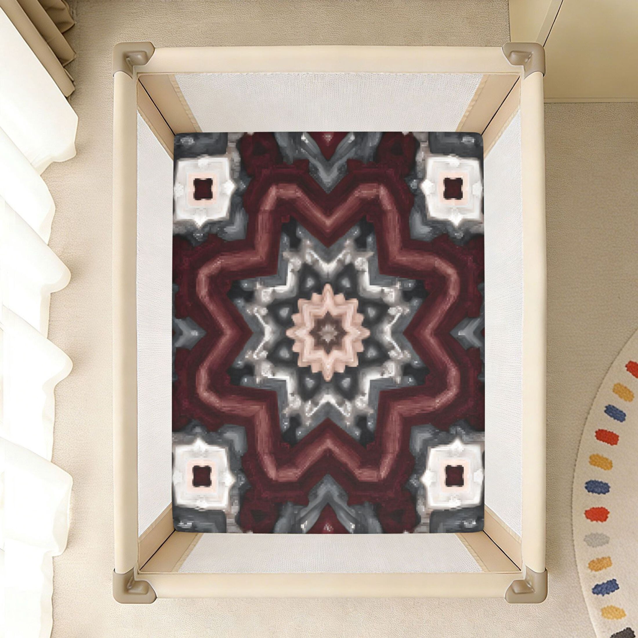 BZSMCE Soft Fitted Cotto Sheets In Ruby & Onyx Mandala Pattern ...