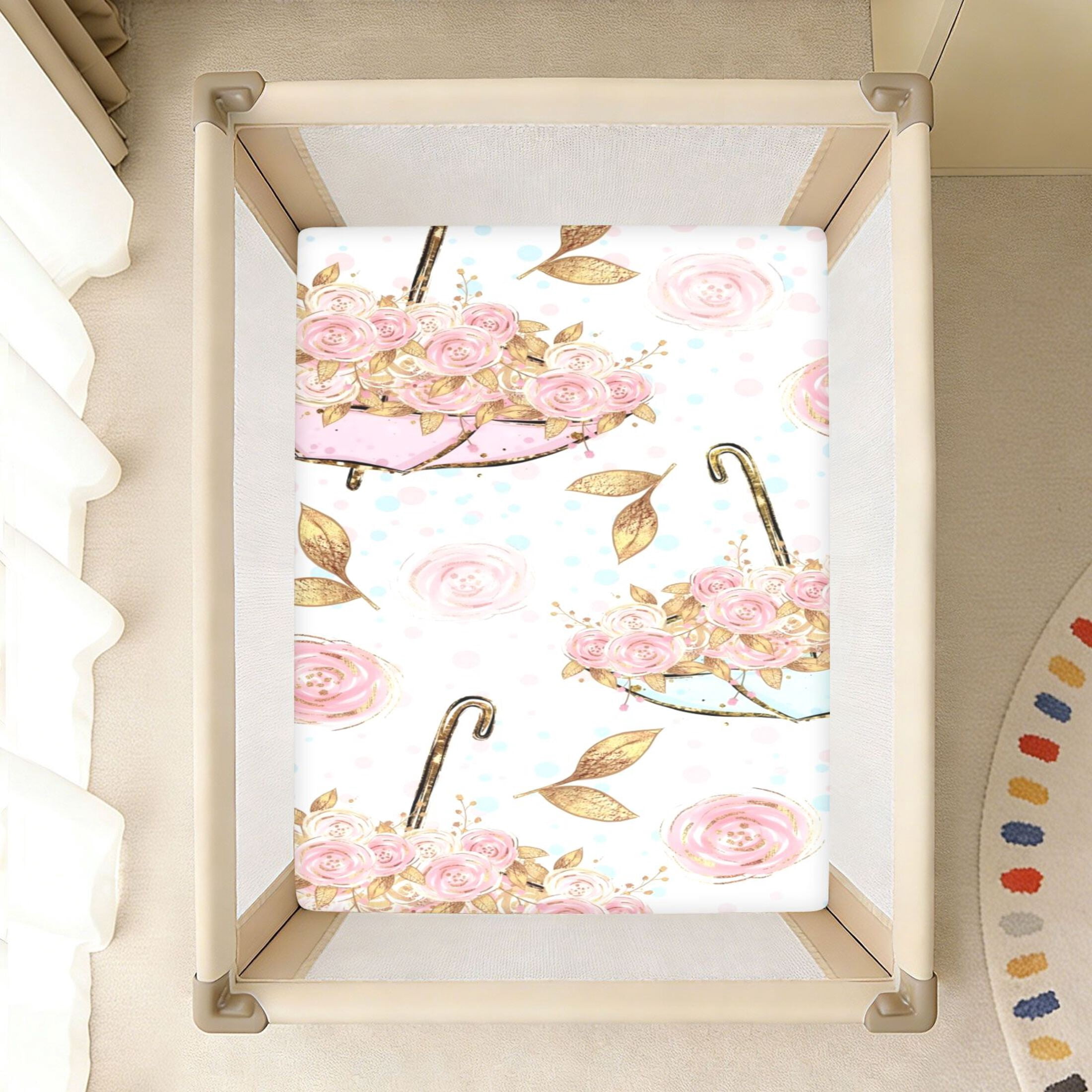 BZSMCE Soft Fitted Cotto Sheets for In Blush Umbrella Garden Pattern ...