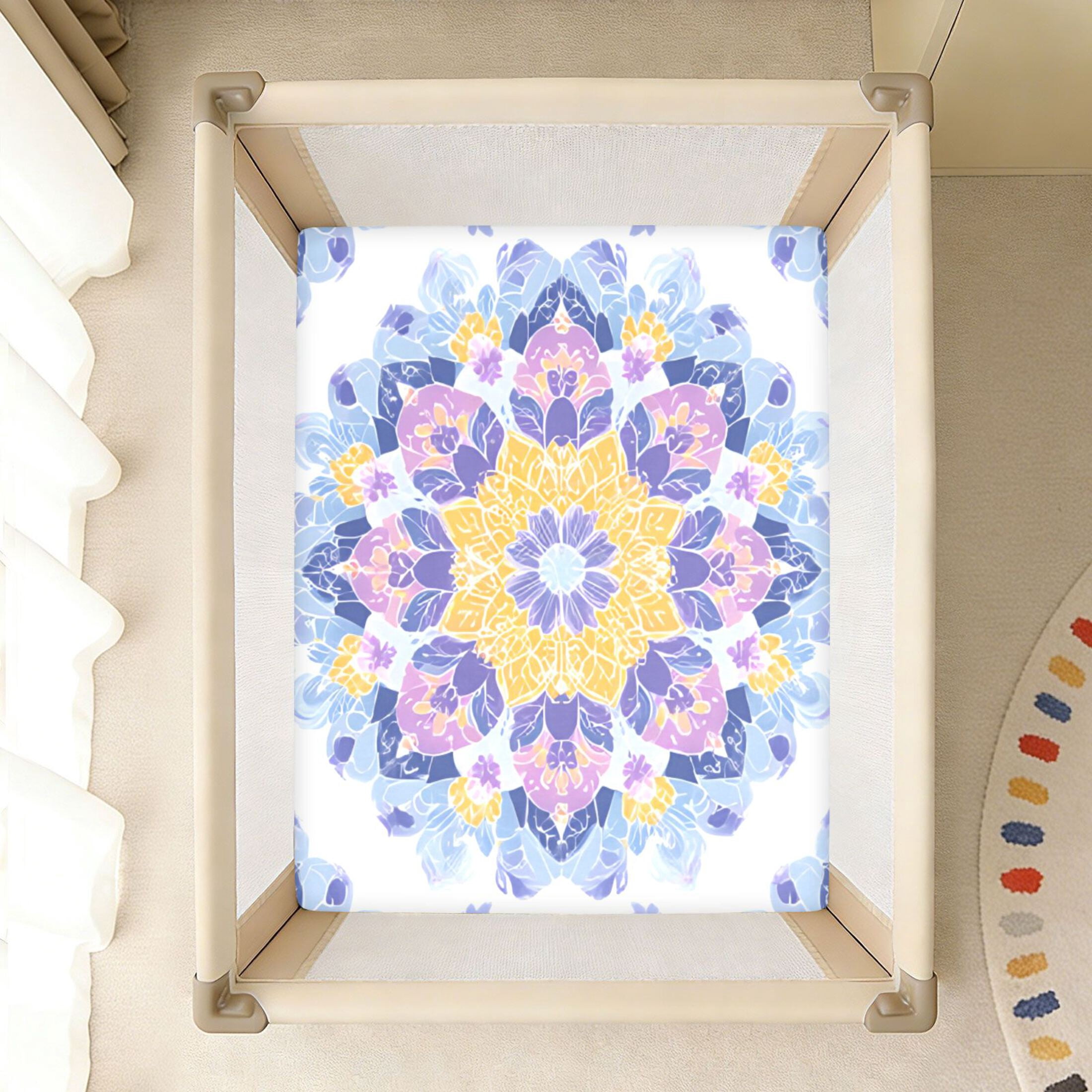 BZSMCE Soft Fitted Cotto Sheets for In Celestial Bloom Mandala Pattern ...