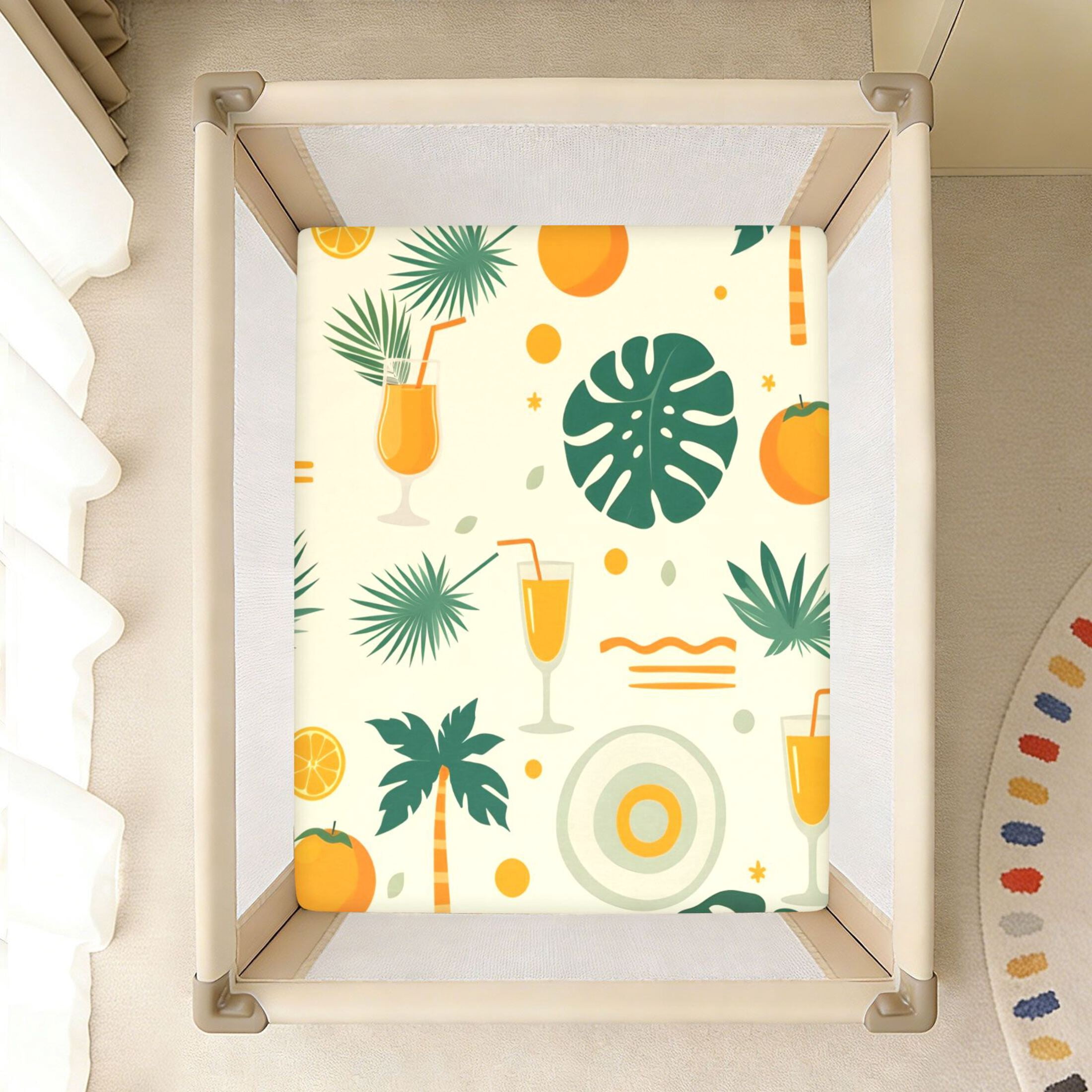 BZSMCE Soft Fitted Cotto Sheets for In Orange Juice Palm Tree Pattern ...